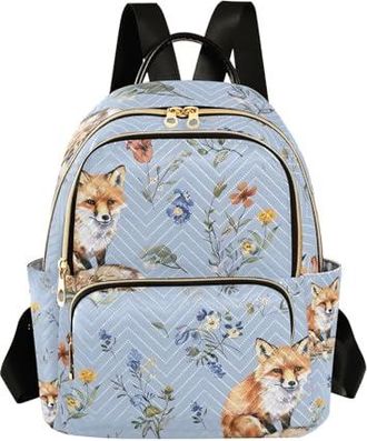 Mnsruu Mini sac à dos pour femme, motif renard, bleu, petit sac à dos tendance décontracté, Multi233, S