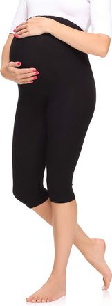 Merry Style Damen 3/4 Umstandsleggings aus Viskose MS10-298 (Schwarz, 3XL)