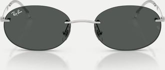 Ray-Ban Ovale Sonnenbrille in Silber mit grauen Gl&auml;sern