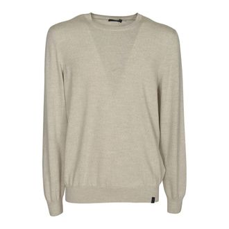Fay Stilvolle Strickware mit Rundhalsausschnitt - - Knitwear - Herren - Grau - XL