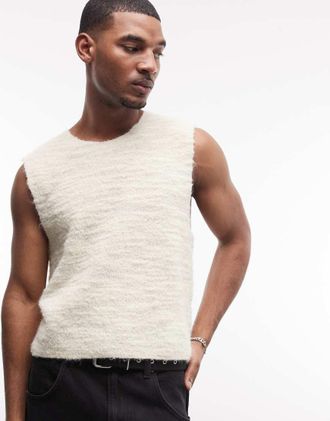 Weekday Locker geschnittenes, sommerliches Strick-Tr&auml;gertop in Hellbeige-Neutral