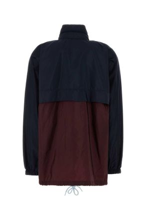 Prada Womens Two-Tone Re-Nylon Windbreaker Royal+granato Exterior: Giubbini Jacket