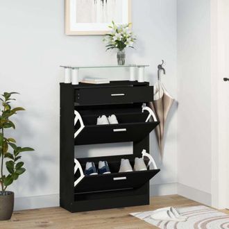 vidaXL Schuhschrank Schwarz 63x24x104 cm Holzwerkstoff - Vidaxl