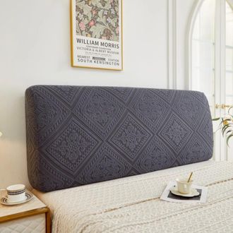 Generic Vintage Stretch Bettkopfteil Bezug Staubdichter Polsterbezug im europ&auml;ischen Stil mit gepr&auml;gtem Kopfteil Bezug Retro Muster Vintage - Dunkelgrau 170-1