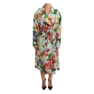 Dolce & Gabbana Femme, Manteaux, Multicolore, Taille: 38 FR Trench-coat en soie fleuri