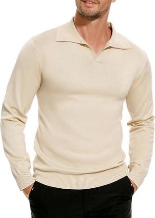 iClosam Pull Tricot&eacute; Homme &agrave; Col Polo Chandail D&eacute;contract&eacute; dAffaires &agrave; Manches Longues Pull Basique &Eacute;l&eacute;gant en Maille de Couleur Unie pour Automne Hiver, Abri