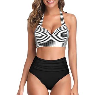 Generic Ensemble bikini sexy et &eacute;l&eacute;gant pour femme - Deux pi&egrave;ces - Col en V - Triangle - Push Up - Bikini de plage - Maillot de bain ventre plat - Haut de bik