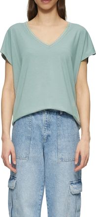 QS by s.Oliver Modalmix-Shirt mit Spitzenblende