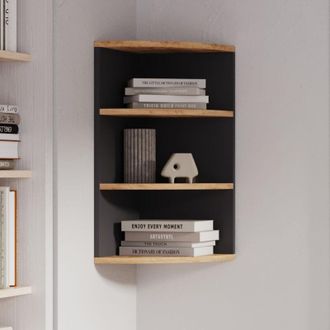 Vicco tag&egrave;re dangle Ecki, Anthracite/ch&ecirc;ne dor&eacute;, 30x60cm