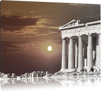 Pixxprint schöner Tempel der Athene B&W, Größe: 120x80cm, Leinwandbild, fertig gespannt, Wandbild, Dekoration, Kunstdruck, kein Poster