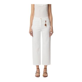 Elisabetta Franchi Femme, Jeans, Blanc, Taille: W32 Jean Charm Logo