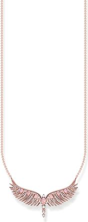 Thomas Sabo Thomas Sabo Damen Kette Phönix-Flügel mit rosa Steinen roségold, aus 925er Sterlingsilber mit 750er Roségold-Vergoldung und stilisierten Phönix-Flügel