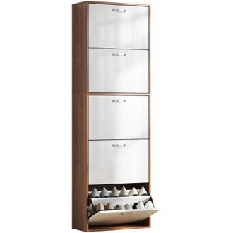 HOMCOM Armoire &agrave; Chaussures - Bois - 60x28x189cm - Marron