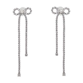Self Portrait Crystal Droplet Bow Earrings - - Accessories - Damen - Grau - ONE SIZE