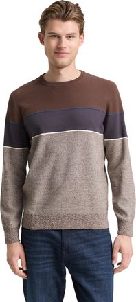 Tom Tailor Herren 1048772 Strickpullover mit Colour Blocking, 39274-Brown Blue White Stripe, M