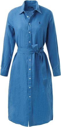 Polo Ralph Lauren Femme, Robes, Bleu, Taille: 40 FR Robe-chemise ceintur&eacute;e en lin