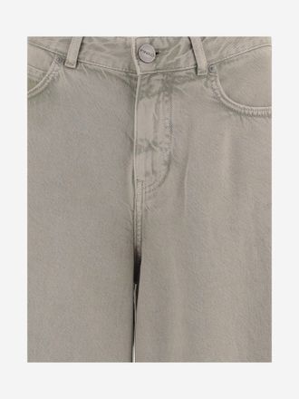 Pinko Womens Jeans Burkina Cotton Blend Beige Lyocell Trousers