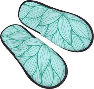 Generic Aquarelle De P&eacute;tales Vert Turquoise Homme Femme Chaussures De Maison Chaud Pantoufles Antid&eacute;rapantes Chaussons Pour Hiver Maison Automne M