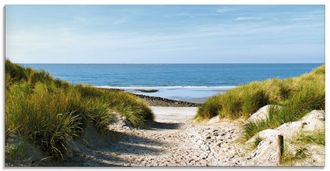 Artland ARTland Wanddeko Glasbilder Wandbild Glas Bild einteilig 60x30 cm Querformat Strand Meer Küste Nordsee Sand Dünen Natur Landschaft Maritim T9EX