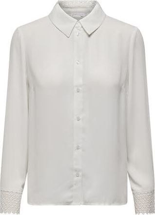 Only Opmtrine Ls Lace Shirt WVN Blouse, Cloud Dancer, S Femme