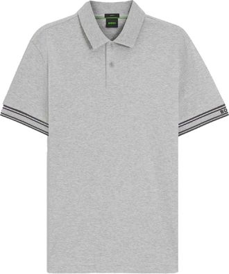 HUGO BOSS Zone Poloshirt f&uuml;r Herren, Mit B&uuml;ndchen, Schmal (Silber)