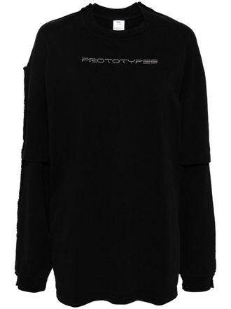 Prototypes t-shirt superposé à logo brodé - Noir