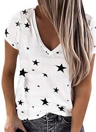 Onsoyours Tunique Femme Tee Shirt Manches Longues Casual Blouse Tops Basique Rayé Patchwork Col Rond Haut Slim Elégante Mode Chemise A Blanc 42