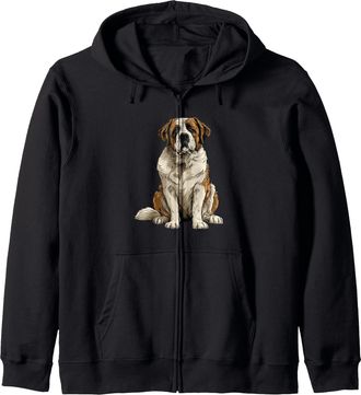 Whyitsme Design Rote und wei&szlig;e Bernhardiner-Illustration Kapuzenjacke