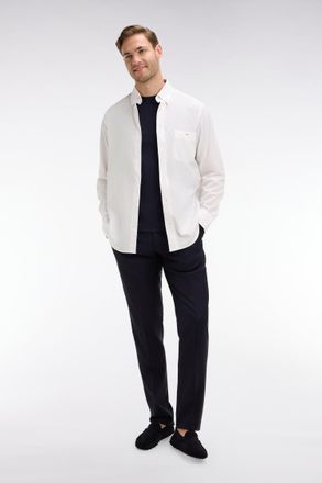 Eden Park Pantalon Slim Bleu Fonc&eacute; En Laine &Agrave; Plis Cass&eacute;s