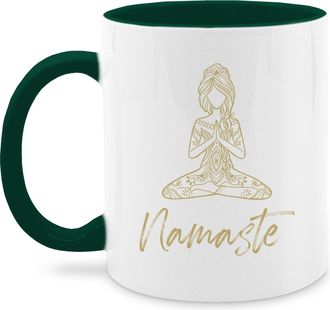 Shirtracer Tasse Tassen 325ml - Namaste Motiv Yoga Geschenk I Meditation I Mandala - 325 ml - Dunkelgrün - yoga-tasse joga figur teetasse yoga+tasse geschenke ka