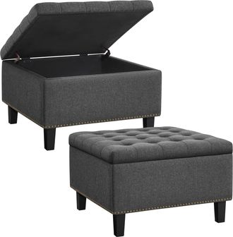 Yaheetech 1 Paar Sitzbank mit Stauraum, Polsterbank mit samten Aufbewahrungsbox, Gepolsterte Ottomane, Fu&szlig;hocker max. Belastbarkeit 136 kg, faltbar, Sitzh&ouml;he 45