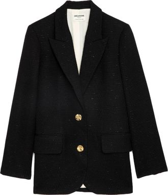 Zadig&Voltaire Einreihiges Tweed-Sakko - Schwarz