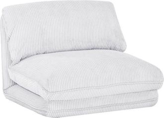 Sweeek Sweeek - Chauffeuse matelas blanc cass&eacute; convertible velours c&ocirc;tel&eacute; grosse c&ocirc;te 1 place Cosy