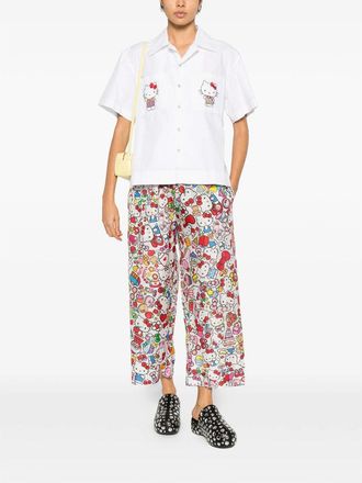 P&eacute;ro Embroidered Character Motif Shirt - White