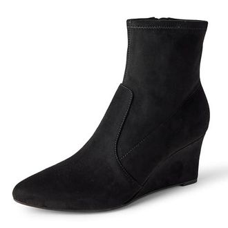 Amazon Essentials Bottines Compens&eacute;es Avec Fermeture &Eacute;clair Femme, Noir Simili Su&egrave;de, 38.5 EU
