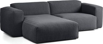 Studio Copenhagen home24 Ecksofa 1,5-Sitzer mit Longchair Grau/Steingrau Webstoff Saia 260 x 71 x 173cm Longchair davorstehend links Modern