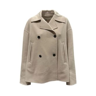 Lareida Oversized Wollmantel Doppelreihig Weicher Griff - - Jackets - Damen - Beige - S