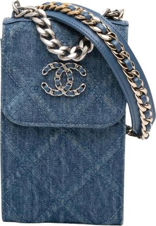 Chanel Sac bandouli&egrave;re porte-t&eacute;l&eacute;phone Pre-owned - Femme - Pre-owned - Bleu - Taille: ONE Size