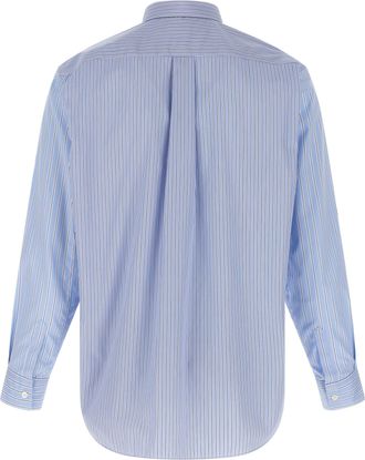 Comme Des Gar&ccedil;ons Patchwork Striped Cotton Shirt - Blue