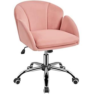 Yaheetech Homeoffice Stuhl Schminkstuhl Schreibtischstuhl höhenverstellbar Drehstuhl mit Armlehnen und Rückenlehne bis 136 kg Belastbar Bürostuhl für Schlafzimm