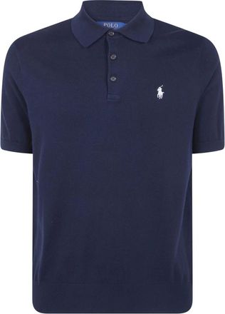 Polo Ralph Lauren Homme, Tops, Bleu, Taille: XL Pull Polo en Maille &agrave; Manches Courtes