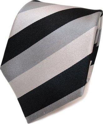 TigerTie ohne Markenname Designer cravate en soie noir gris gris clair rayé - cravate en soie