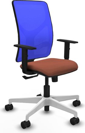 Piqueras y Crespo Arbeitsstuhl mit 1D-Armen, h&ouml;henverstellbare Lendenwirbelst&uuml;tze, ausgestattet mit 3 Positionen und Schneidschaum, mit Rollen von 65 mm, Nylon, Blau/Br