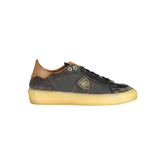 Blauer Schwarzer Leder Herren Sneaker - - Shoes - Herren - Schwarzk - 43 EU