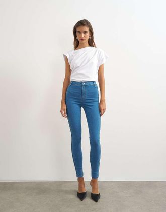Topshop Joni jean skinny taille haute bleu moyen