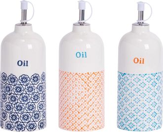 Nicola Spring Handgedruckte Olivenölgießflaschen - 500ml - 3 Farben - Pack Von 3