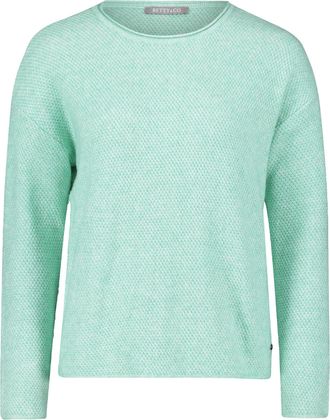 Betty & Co Damen Strickpullover mit Rundhalsausschnitt 36, Green Melange