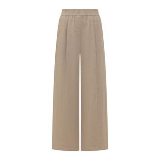 Brunello Cucinelli Cotton Organza Loose Track Hosen - - Trousers - Damen - Beige - M