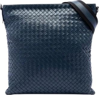 Bottega Veneta Sac bandouli&egrave;re en nappa tress&eacute; Pre-owned - Femme - Pre-owned - Bleu - Taille: ONE Size