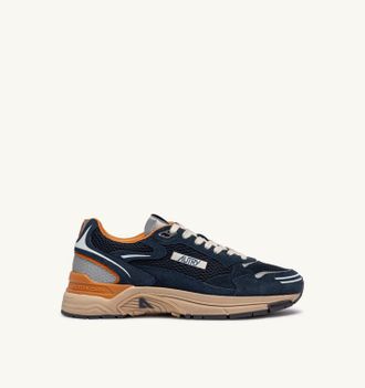 Autry BASKETS HYPERWAY EN DAIM ET MESH MIDNIGHT ET TOMATO CREAM